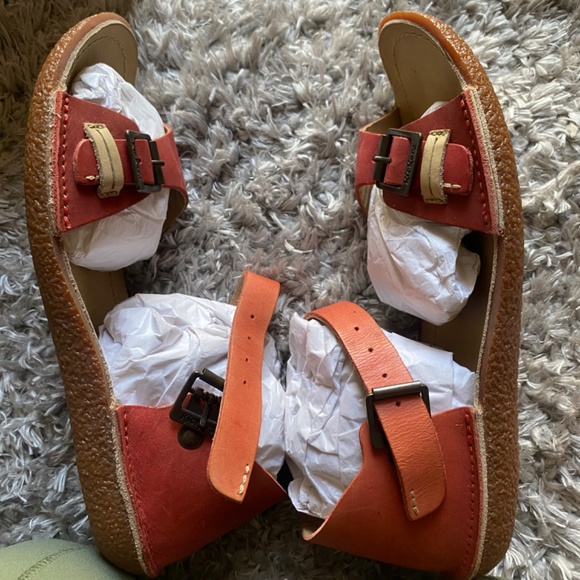 Kickers | Shoes | Kickers Red Leather Sandals Womens Us95 Euro 4 | Poshmark